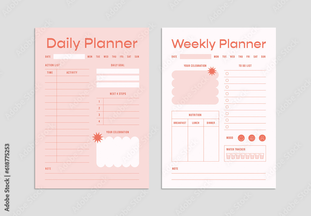 Modern Daily Planner Printable Stock Template | Adobe Stock