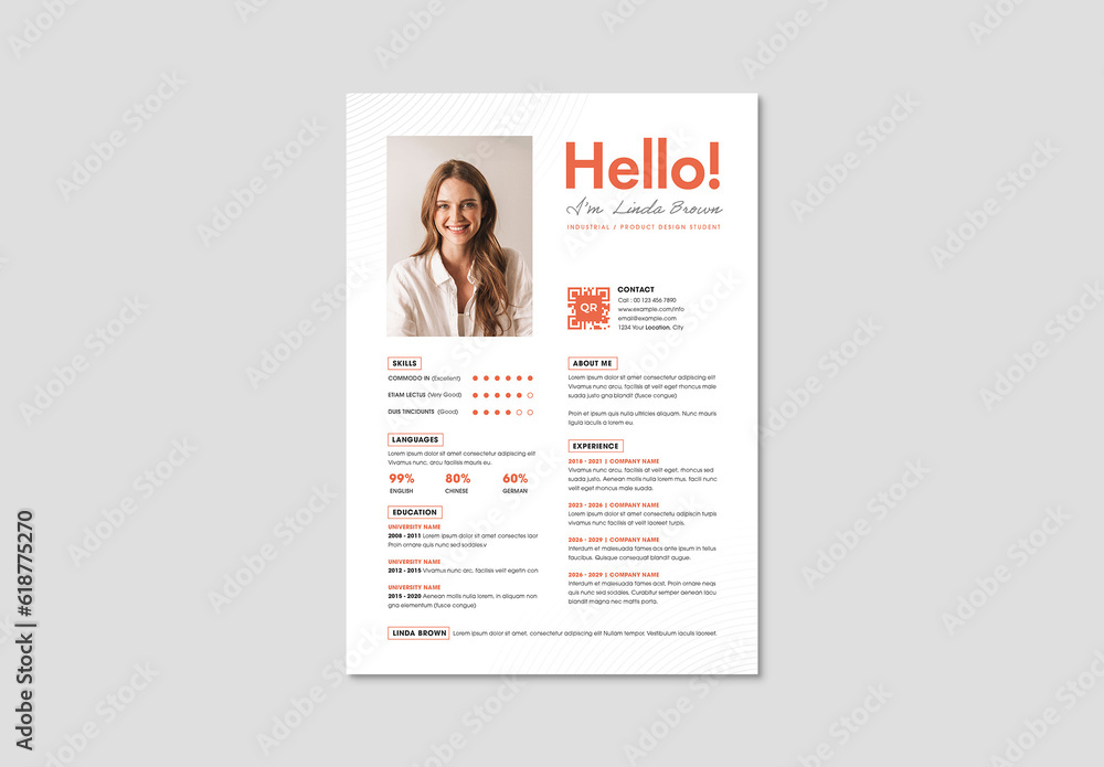 Modern CV Resume Layout Stock Template | Adobe Stock