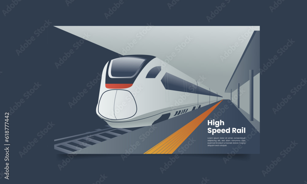 high speed rail in a train station platform vector illustration Stock ...