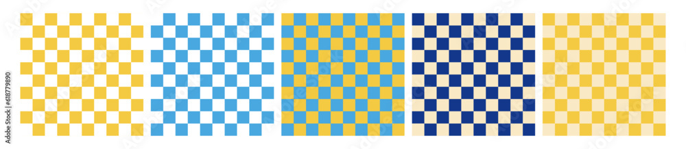 Set of vintage aesthetic backgrounds. Checker chess board square grid ...