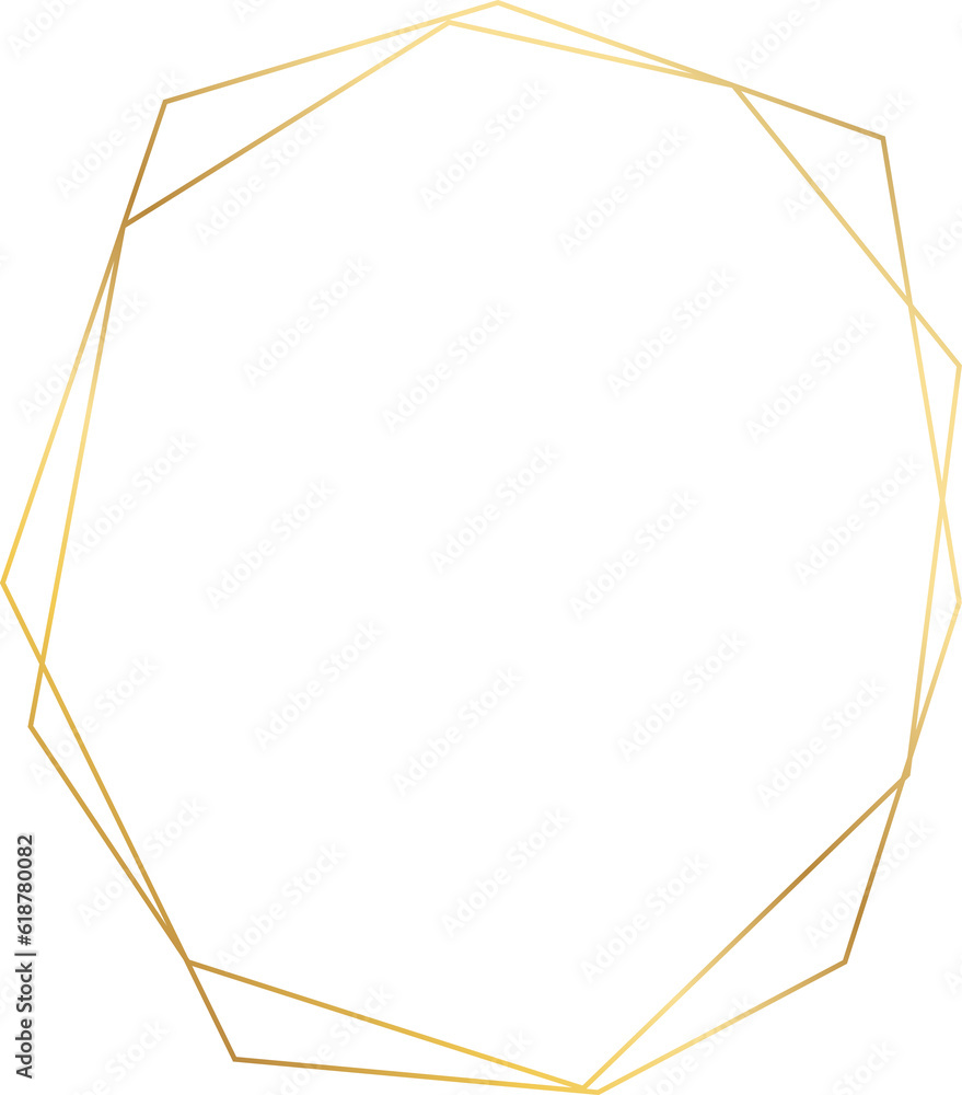 Double polygon gold frame, duo line golden border for wedding ...
