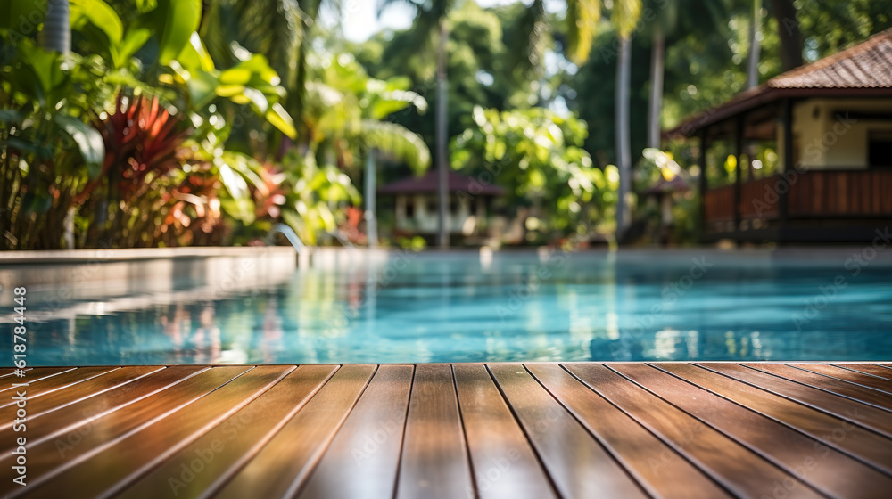 Tropical Resort Vibe: Decking Product Display and a Blurry Swimming ...