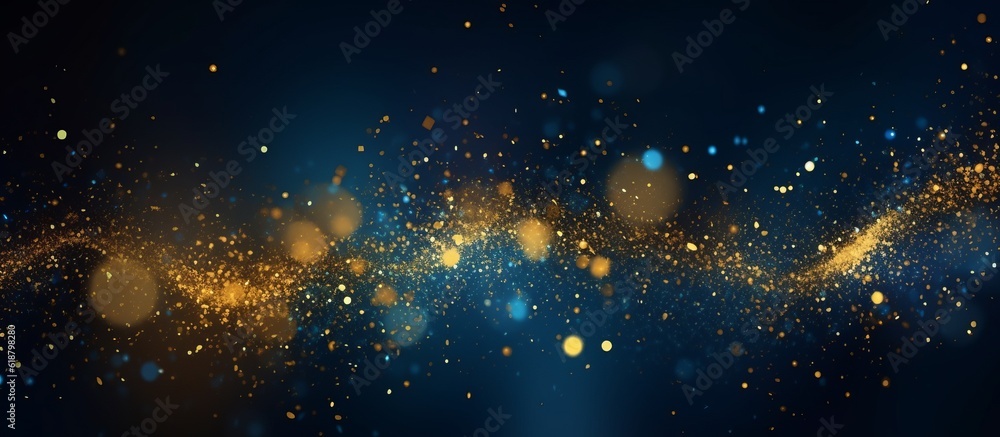Abstract background with Dark blue and gold particle. Christmas Golden ...