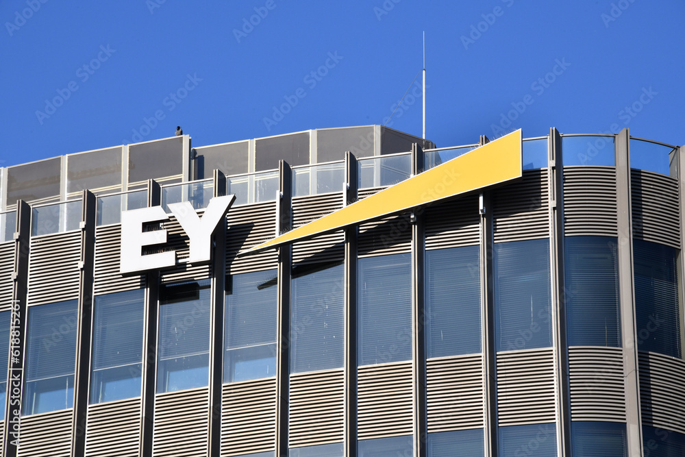 Berlin, Germany - June 5, 2023: Logo of EY in Berlin, Germany - Ernst ...