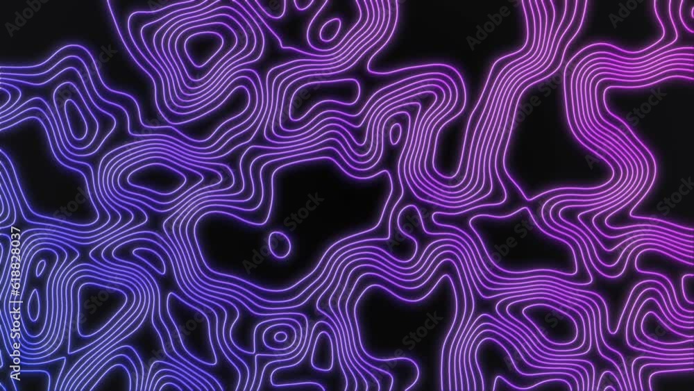 Abstract neon contour topographic contour map abstract technical motion background video looped ...