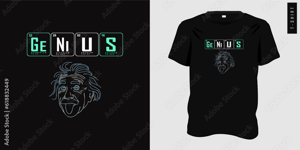 Genius t-shirt design with science, print ready typography style ...