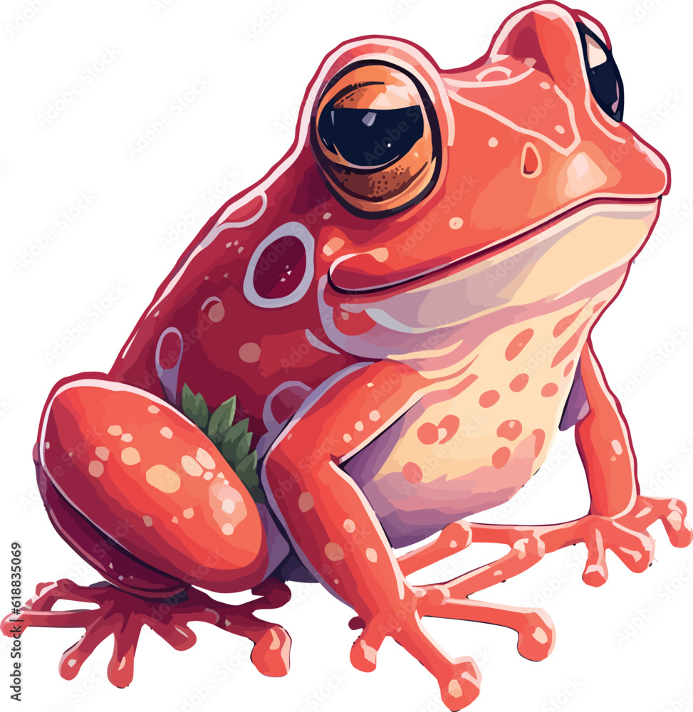 cute Red frog Cartoon vector illustration on white background Stock ...