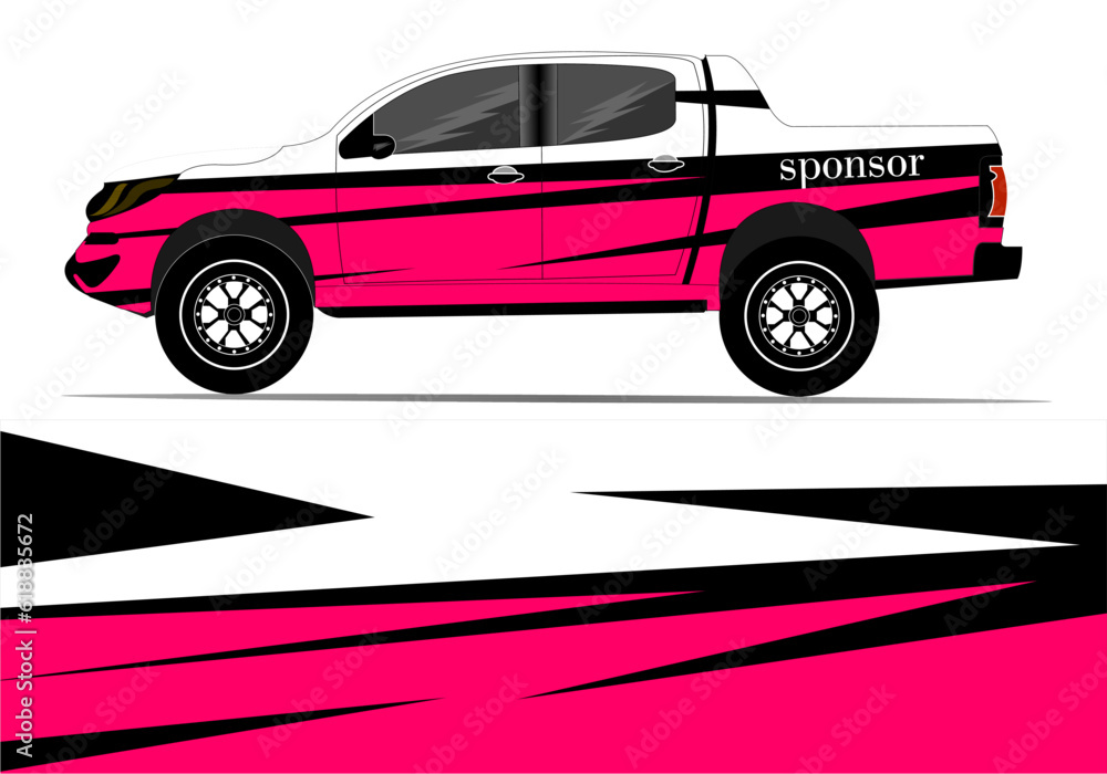 pink color Car sticker design vector. Graphic abstract line racing ...
