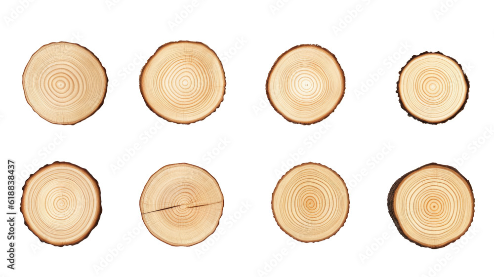 collection of tree rings isolated on a transparent background ...