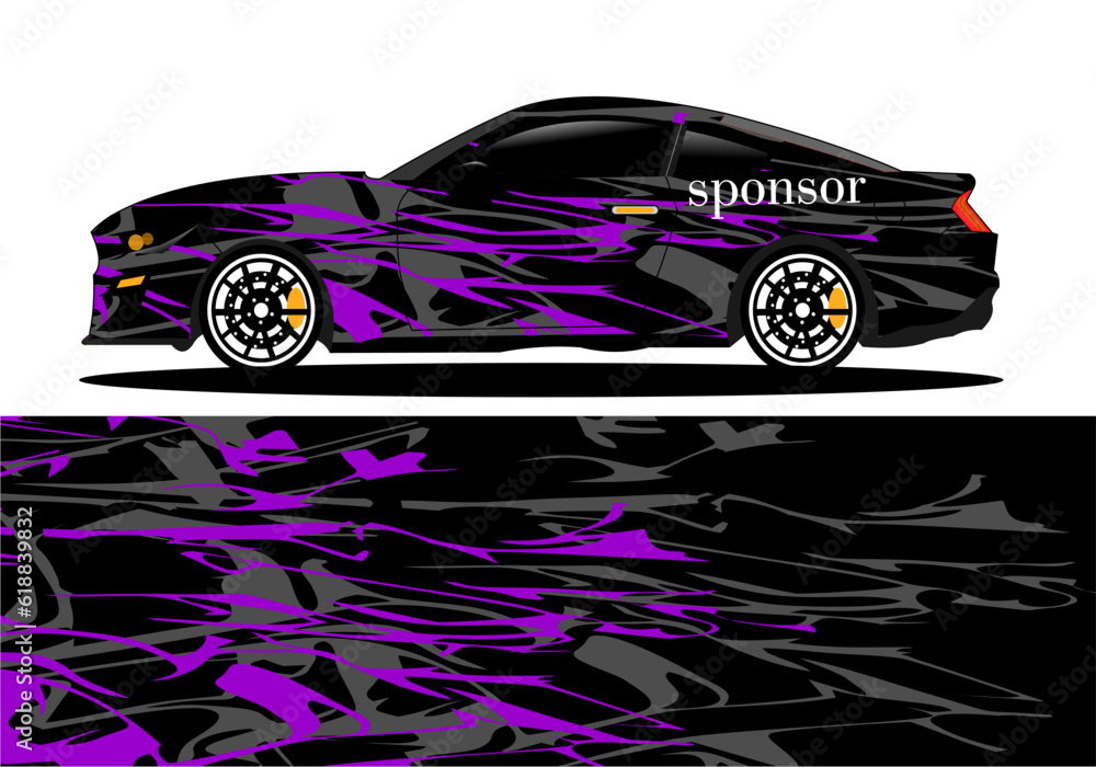purple color car sticker design vector. Graphic abstract line racing ...