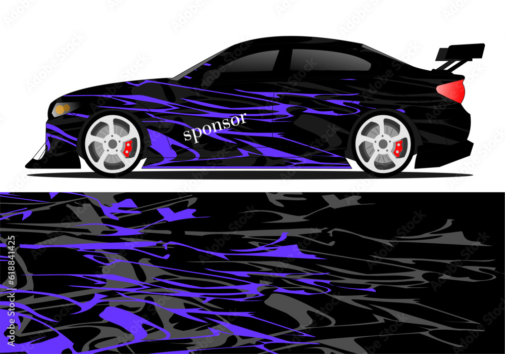 Abstract background blue racing sports car for the design of sticker ...