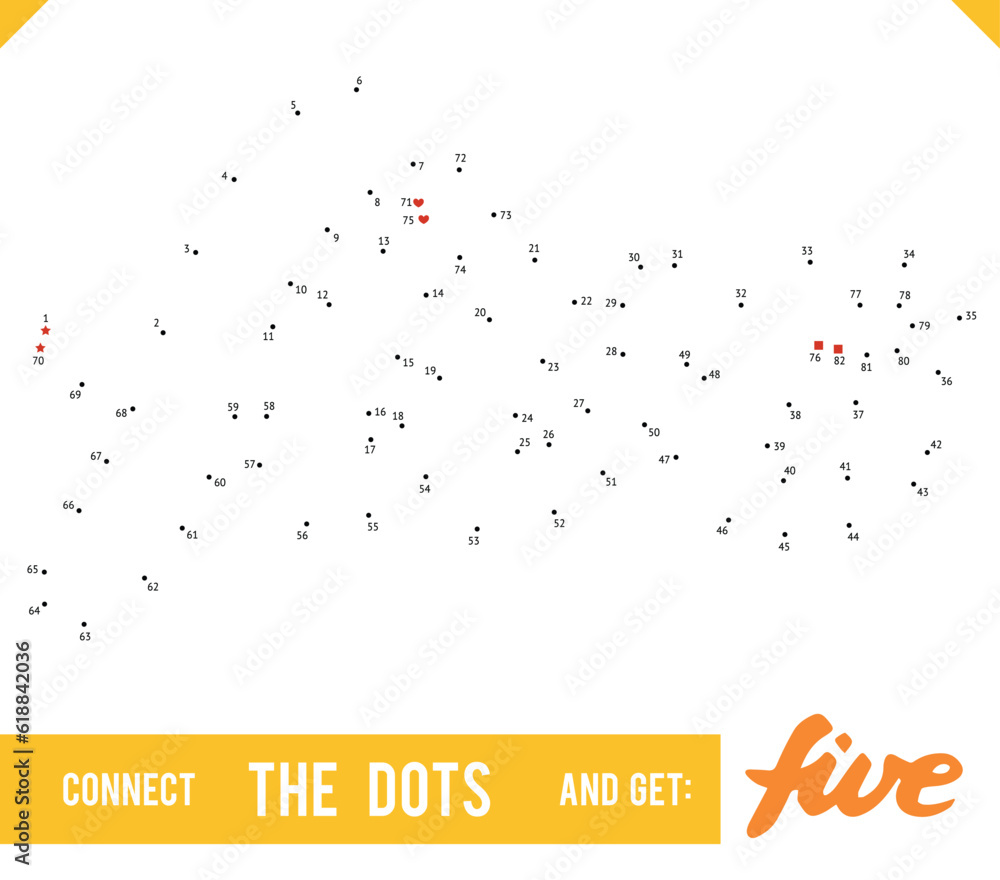 Poster Lettering Word Five by dot to dot for children and adults – Wall ...