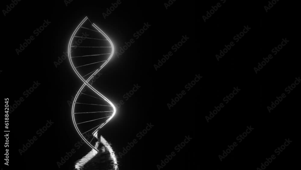 abstract DNA on black background with a place for text.Seamless loop 3D ...