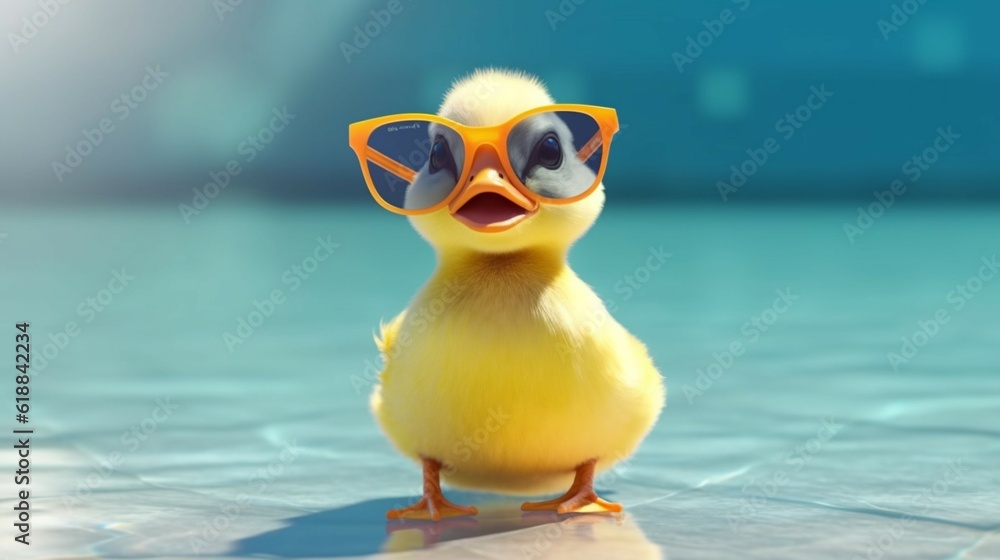 Funny cute duck in sunglasses with happy emotion.Generative AI Stock ...