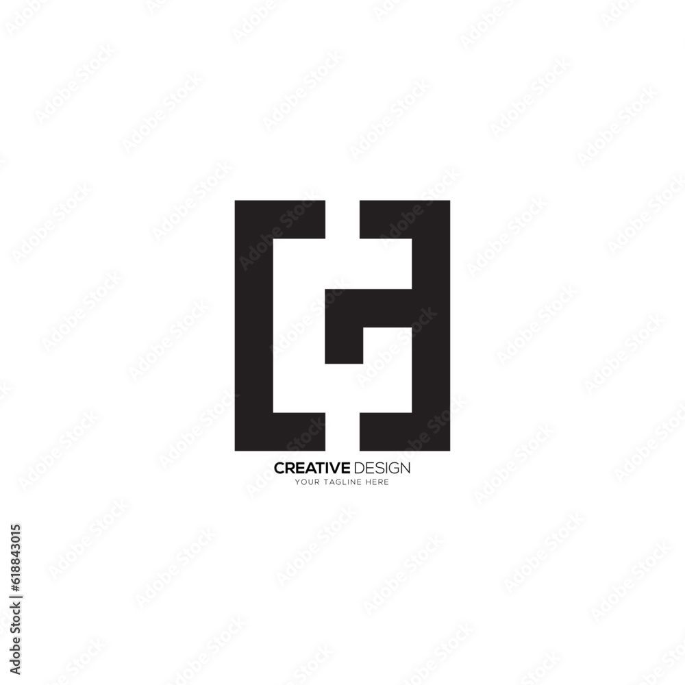 Rectangle shape letter CG with negative space modern monogram logo. CG ...