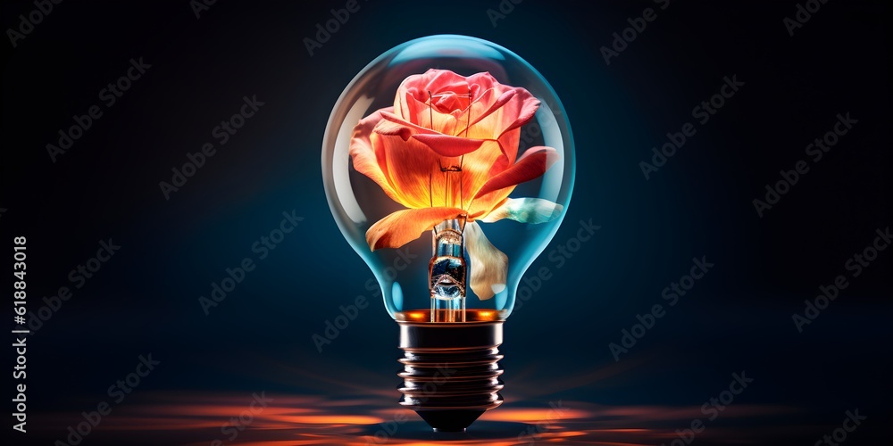 "Enlightened Bloom: A Rose Captured in a Lightbulb" | Background Design ...