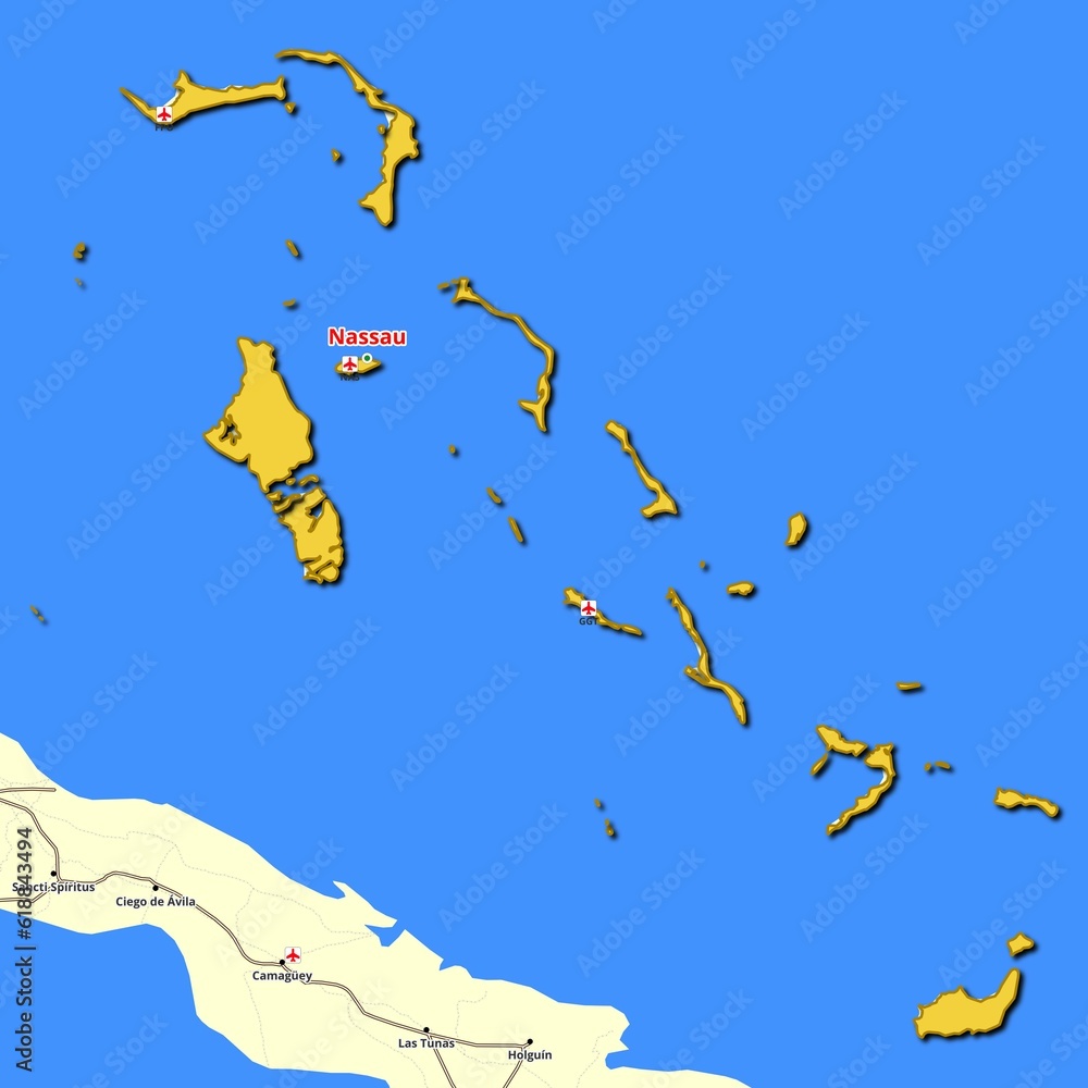 Map of The Bahamas with main roads and highways Stock Illustration ...