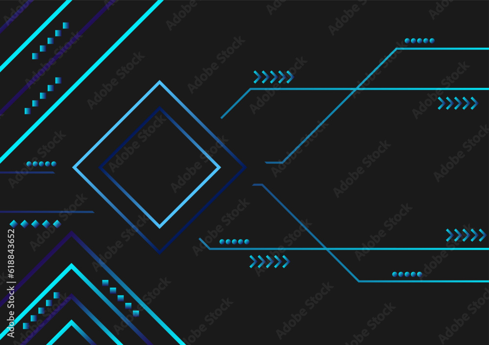 Hi-tech with a square shape and line on black abstract background ...