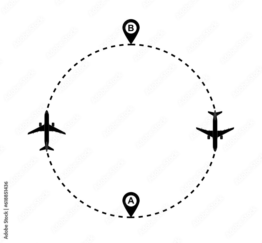route of the aircraft from point a to point B. Stock Vector | Adobe Stock