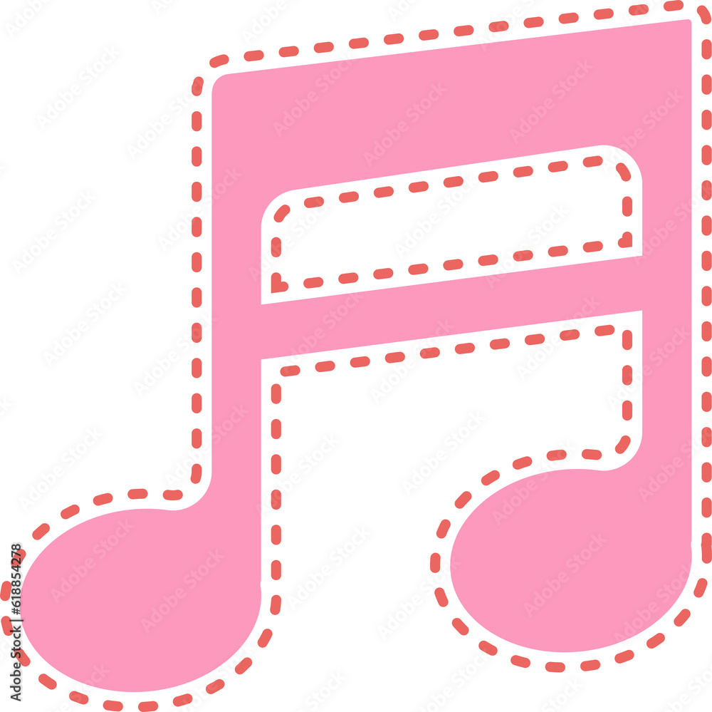 Cute Element of dotted line pink Music Note by hand drawn design for ...