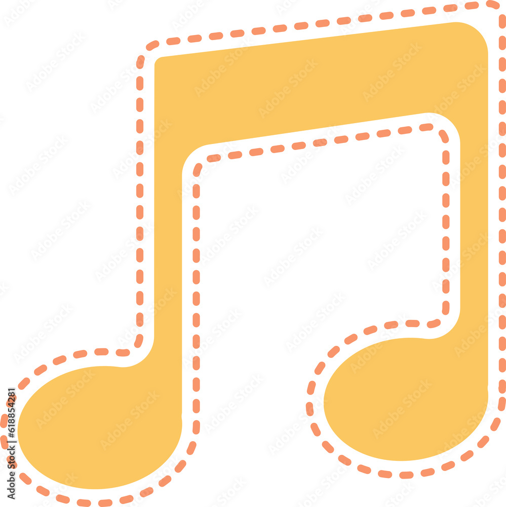 Cute Element of dotted line yellow Music Note by hand drawn design for ...