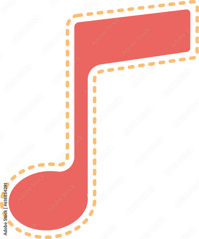 Cute Element of dotted line red Music Note by hand drawn design for ...