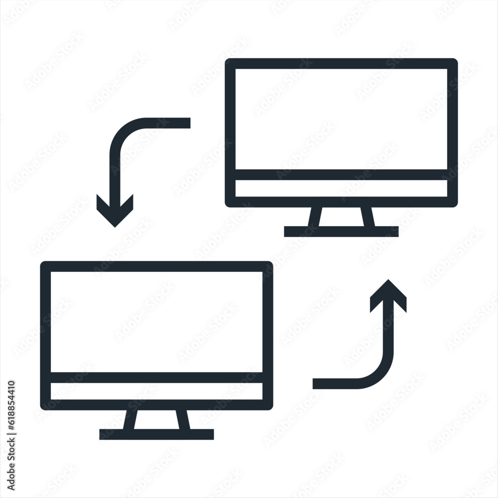 Computer network line icon, outline vector sign, linear style pictogram ...