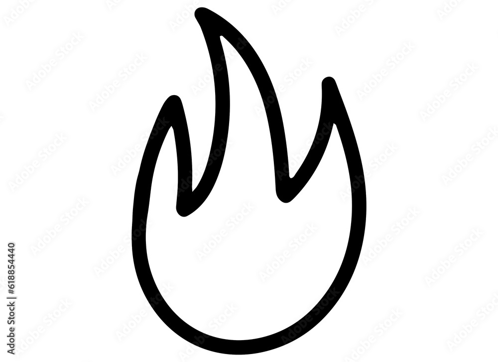Printable Coloring Page for Kids. Black and White Fire Icon Isolated ...