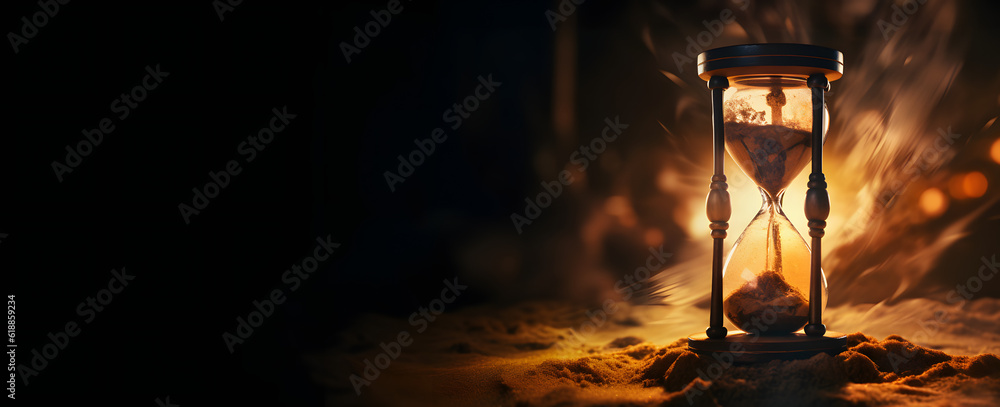 hourglass on black background Stock Photo | Adobe Stock