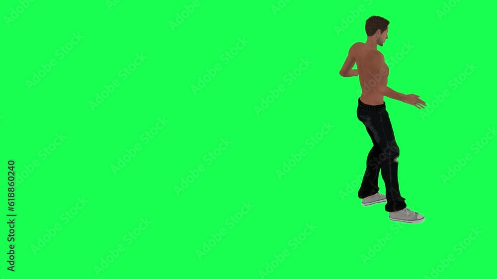 Vidéo Stock Skinny half naked drug addict on green screen dancing ...
