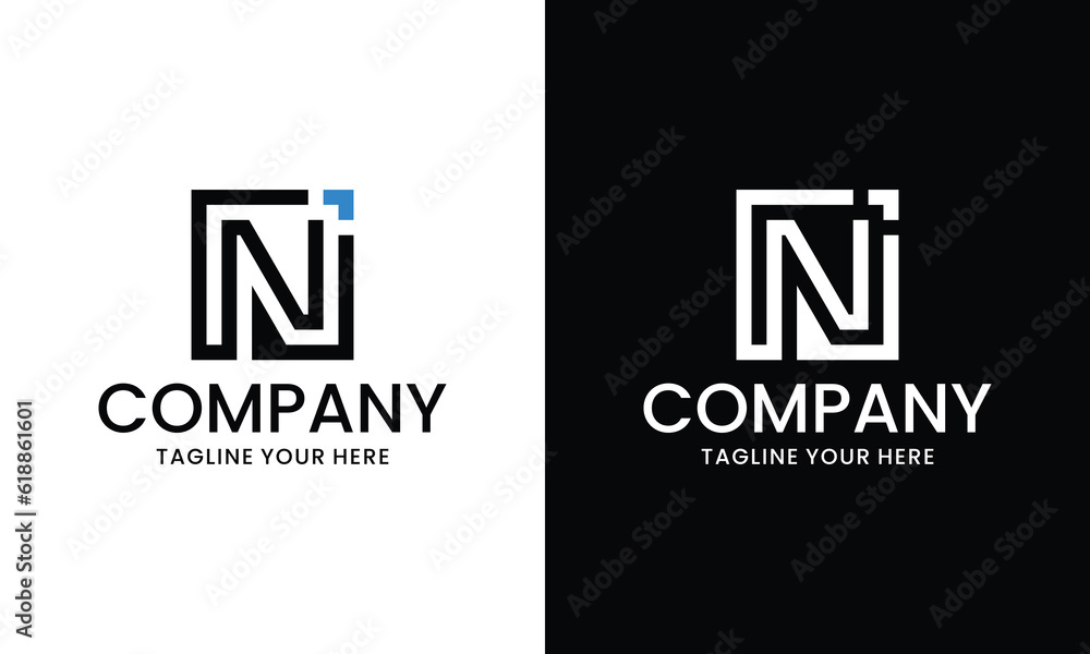 Modern creative N Logo Design and template. on a black and white ...