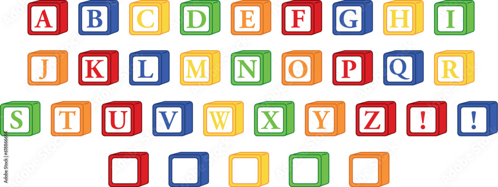 Poster Alphabet ABC Block Font - Color Vector Clipart Set – Wall Art ...