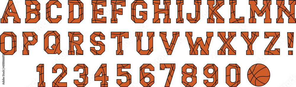Basketball Alphabet Letter and Number Clipart Stock Vector | Adobe Stock
