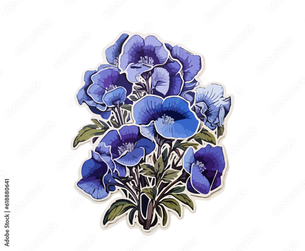 Cartoon bouquet of violets on a white background. Vector illustration ...