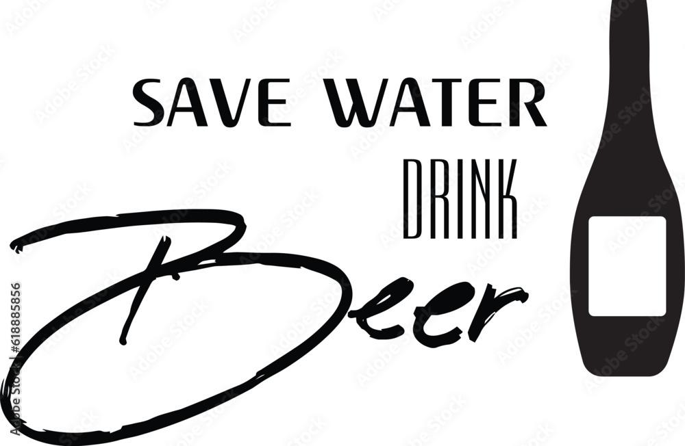 Beer Set hand-drawn Outline Doodles Vector Illustration with lettering ...