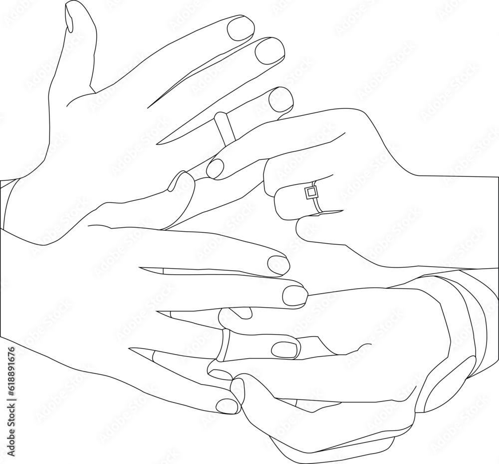 One line drawing hand holding and outline vector on white background ...