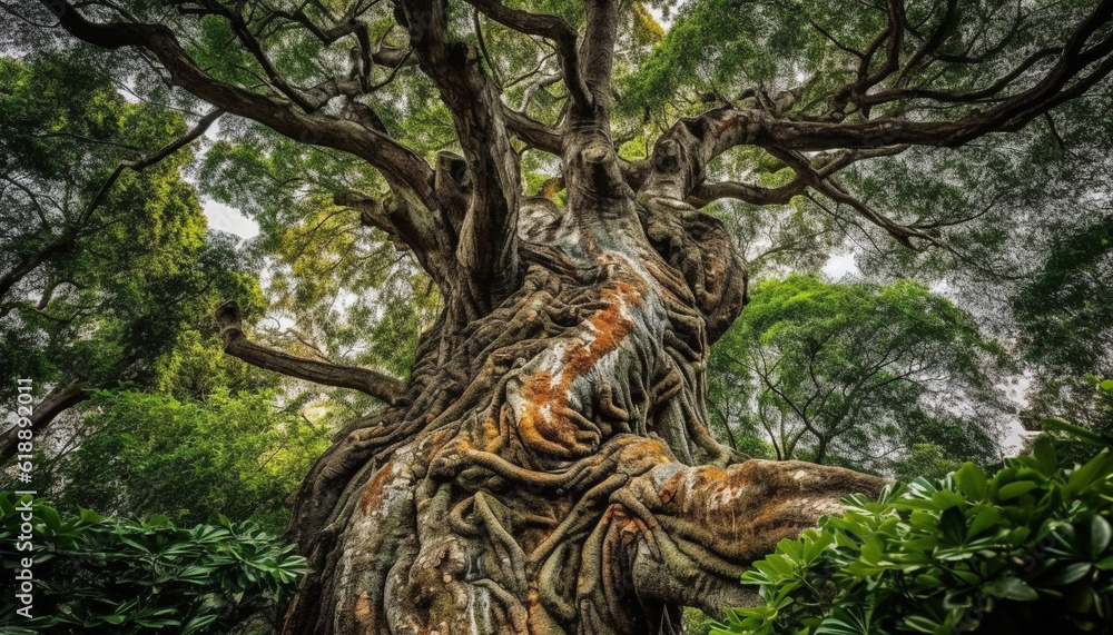 Ancient banyan tree sculpture, spirituality in nature generated by AI Stock Illustration | Adobe ...