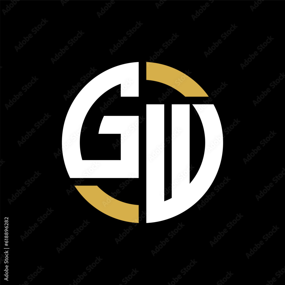 GW letter logo design on black background. GW creative initials letter ...