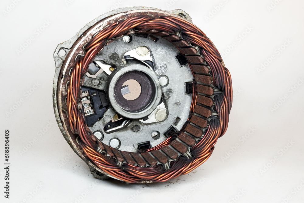 car alternator stator case. in aluminium alloy housing. inner collector ...