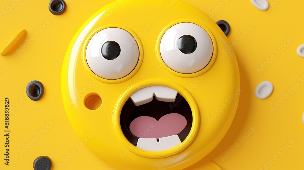 Shocked, afraid or scared emoticon with a wide open mouth and bulging ...