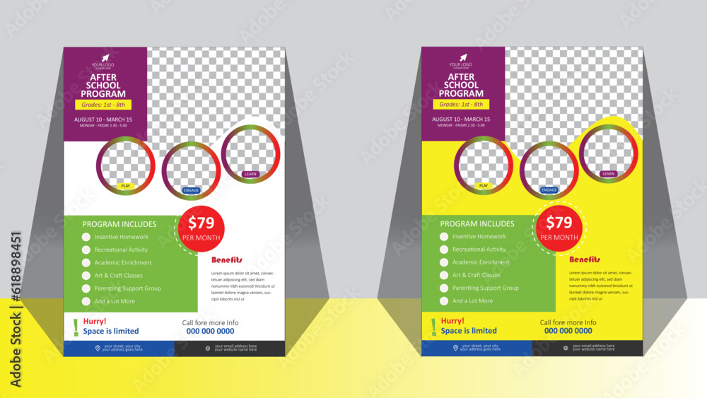 Vetor de After school program brochure template layout. Learning center ...
