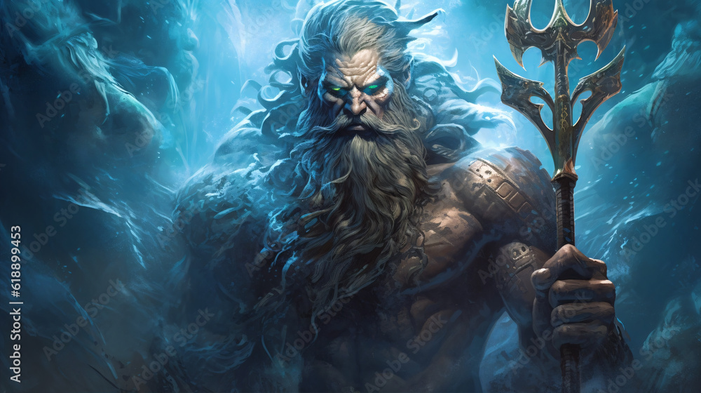 Poseidon God of Sea and Water figure character. Ancient greek god ...