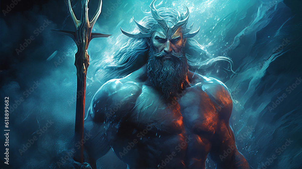 Poseidon God of Sea and Water figure character. Ancient greek god ...
