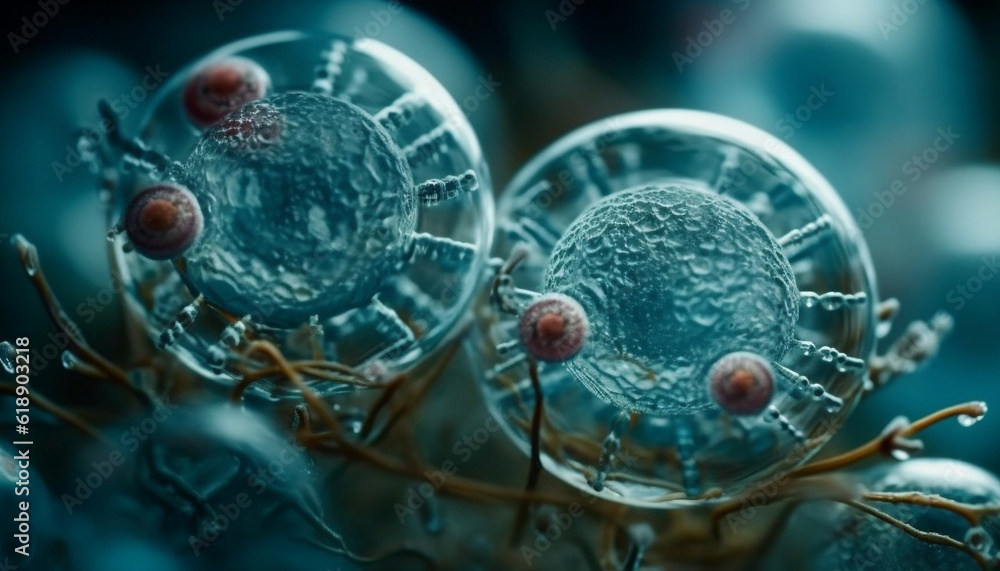 Molecular structure of cancer cell under magnification generated by AI ...