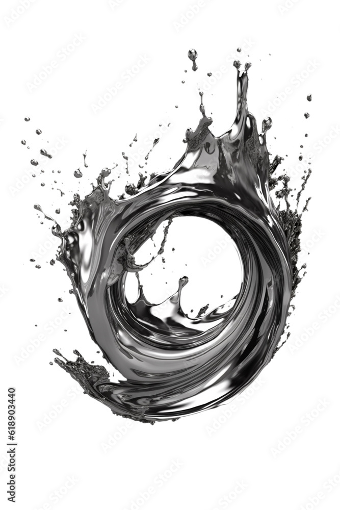 Liquid Silver Mesmerizing Splash of Silver Color on Isolated ...