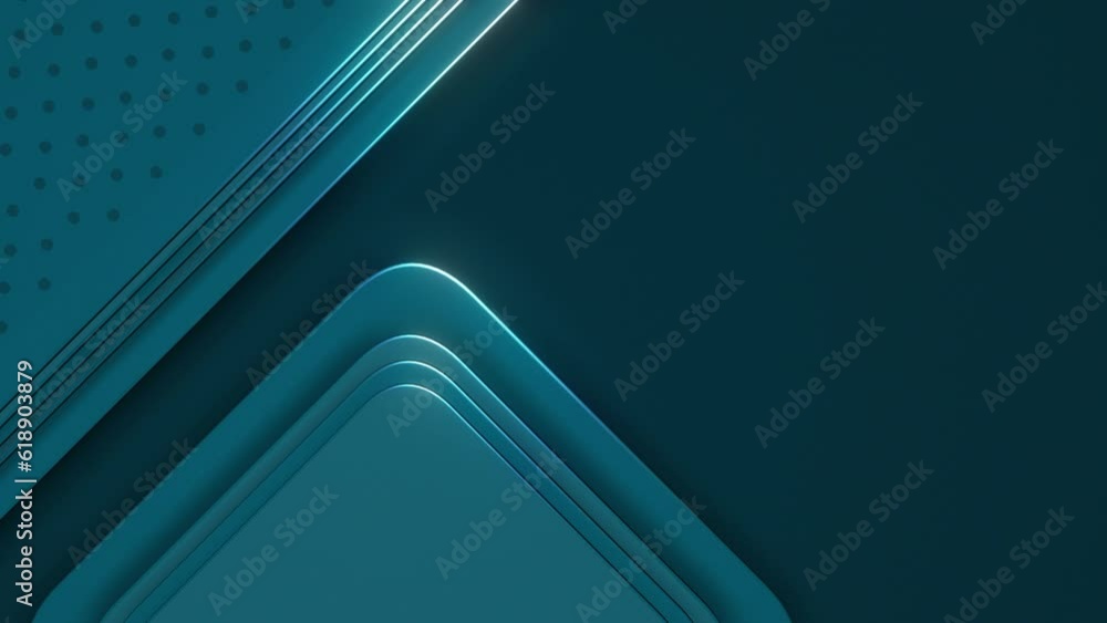 This stock motion graphic video of 4K abstract blue shapes with glowing ...