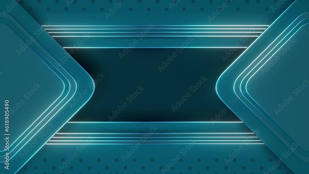 This stock motion graphic video of 4K abstract blue shapes with glowing lightswalls with gentle ...