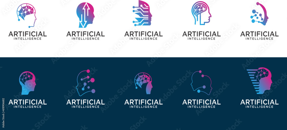 artificial intelligence logo, future technology logo vector, smart man ...