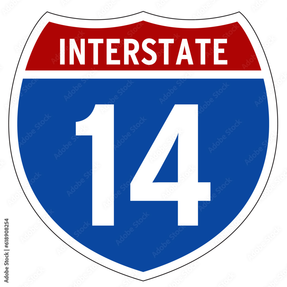 Interstate 14 Sign, I-14, Isolated Road Sign vector, Texas Interstate ...