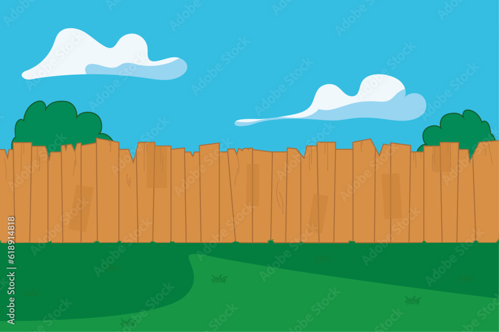 Cartoon backyard landscape. Vector illustration. Stock Vector | Adobe Stock